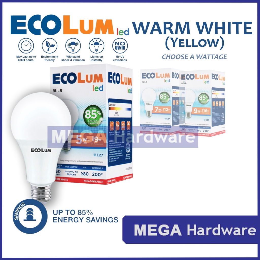 Firefly Ecolum LED Light Bulb Daylight Warm White Cool White 5W 7W 9W ...