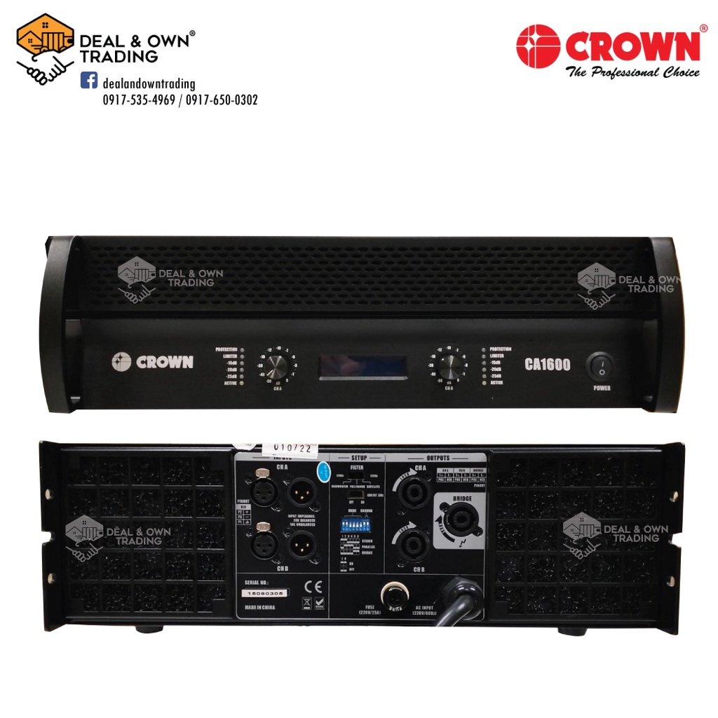 Crown CA-1600 1600W X 2 RMS Power Amplifier | Shopee Philippines