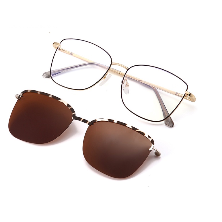 Clips on Magnet Sunglasses Polarized Metal Square Spectacles Myopia ...