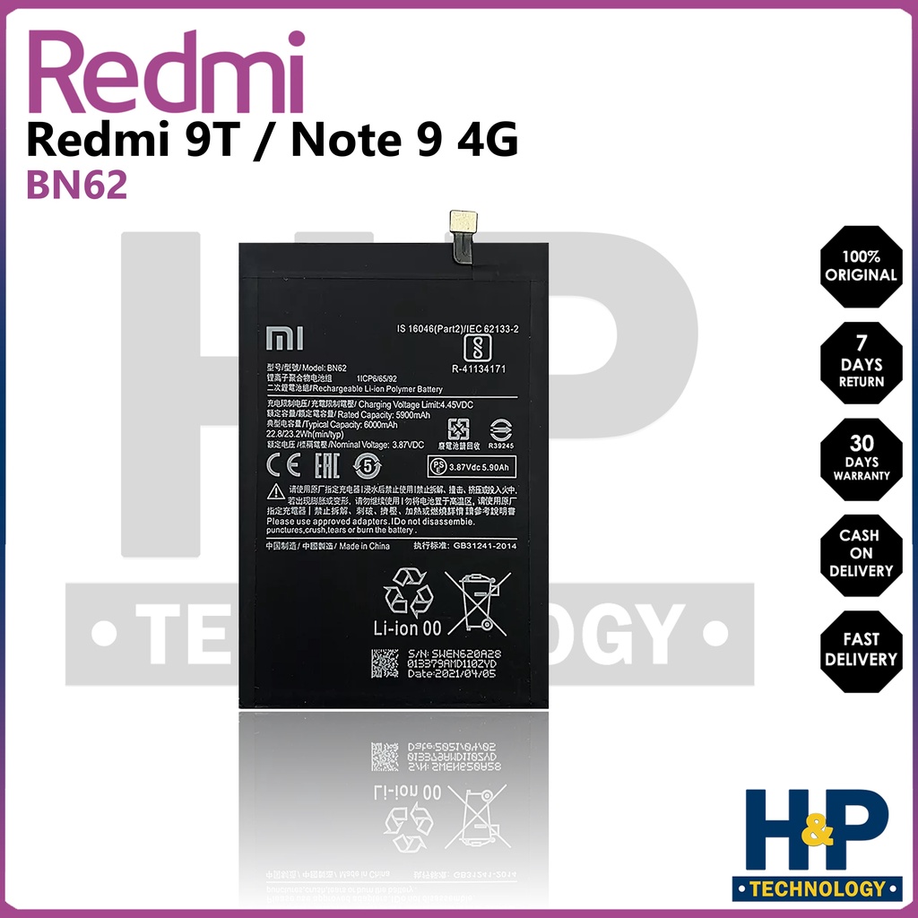 BN62 Battery Redmi 9T / Note 9 4G | Shopee Philippines