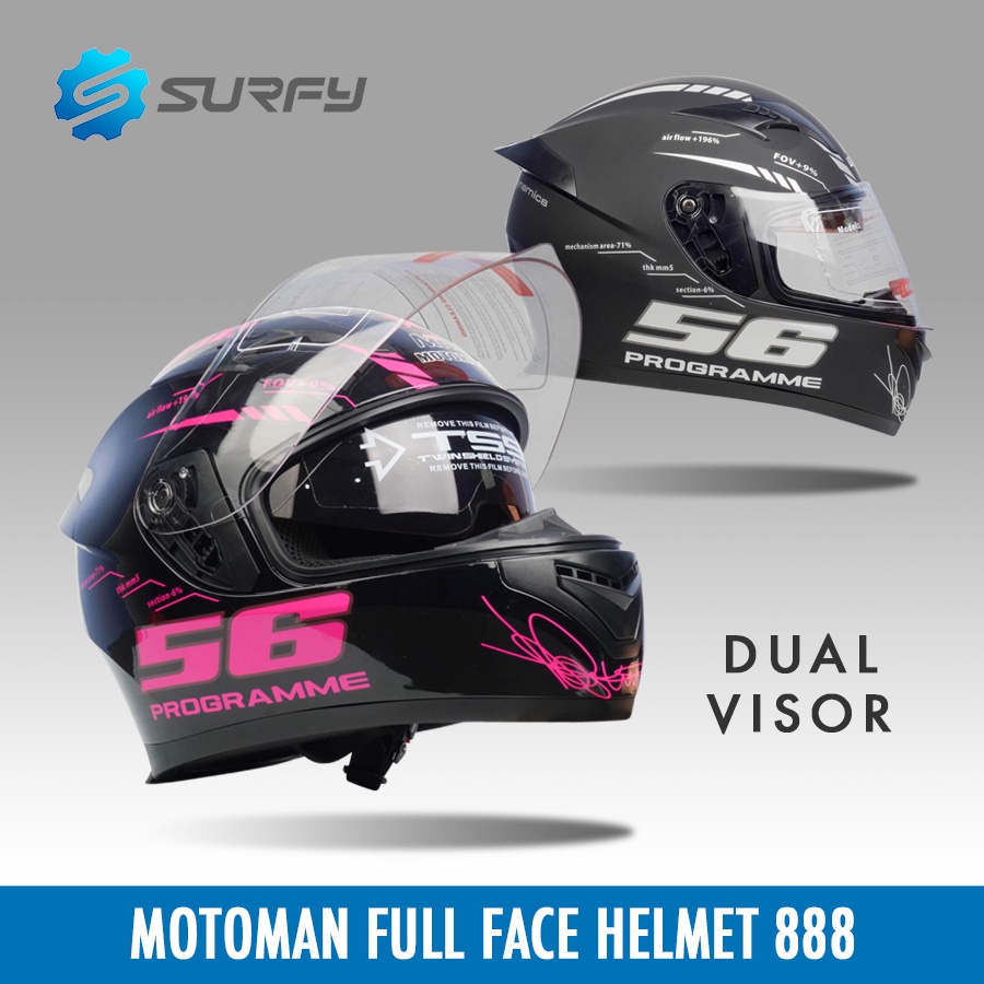 MTM Helmet 56 Programme Full Face Helmet Dual Visor S-888-56 With ICC ...
