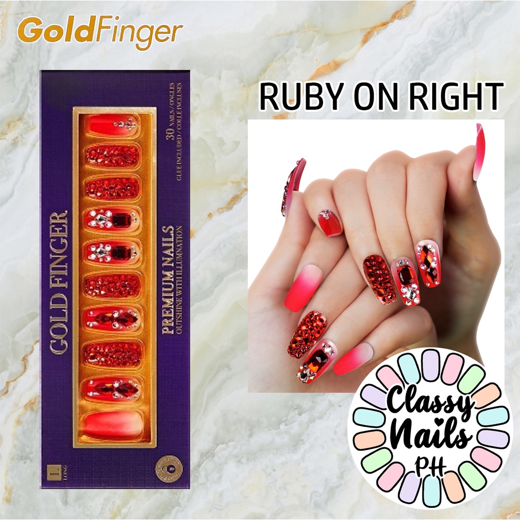 Ruby On Right • Gold Finger USA • Glue On Nails • Manicure • Faux Nails ...