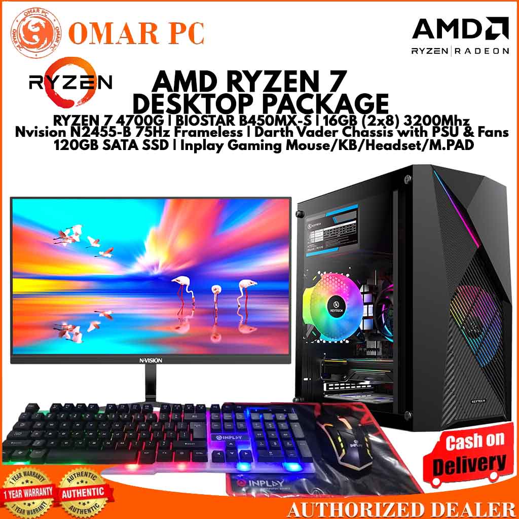BRAND NEW AMD RYZEN 7 5700G | BIOSTAR B450MX-S | Nvision 24" Frameless ...