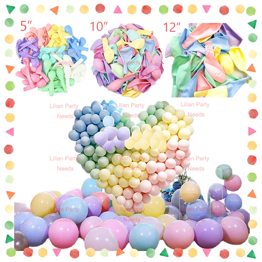 𝐋𝐢𝐥𝐢𝐚𝐧 𝐏𝐚𝐫𝐭𝐲 𝐍𝐞𝐞𝐝𝐬 10pcs (5"10"12") pastel color macaron balloon ...