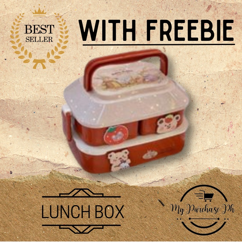 Original 2 Layers Lunchbox Double Grid Layer Lunchbox Portable Lunch ...