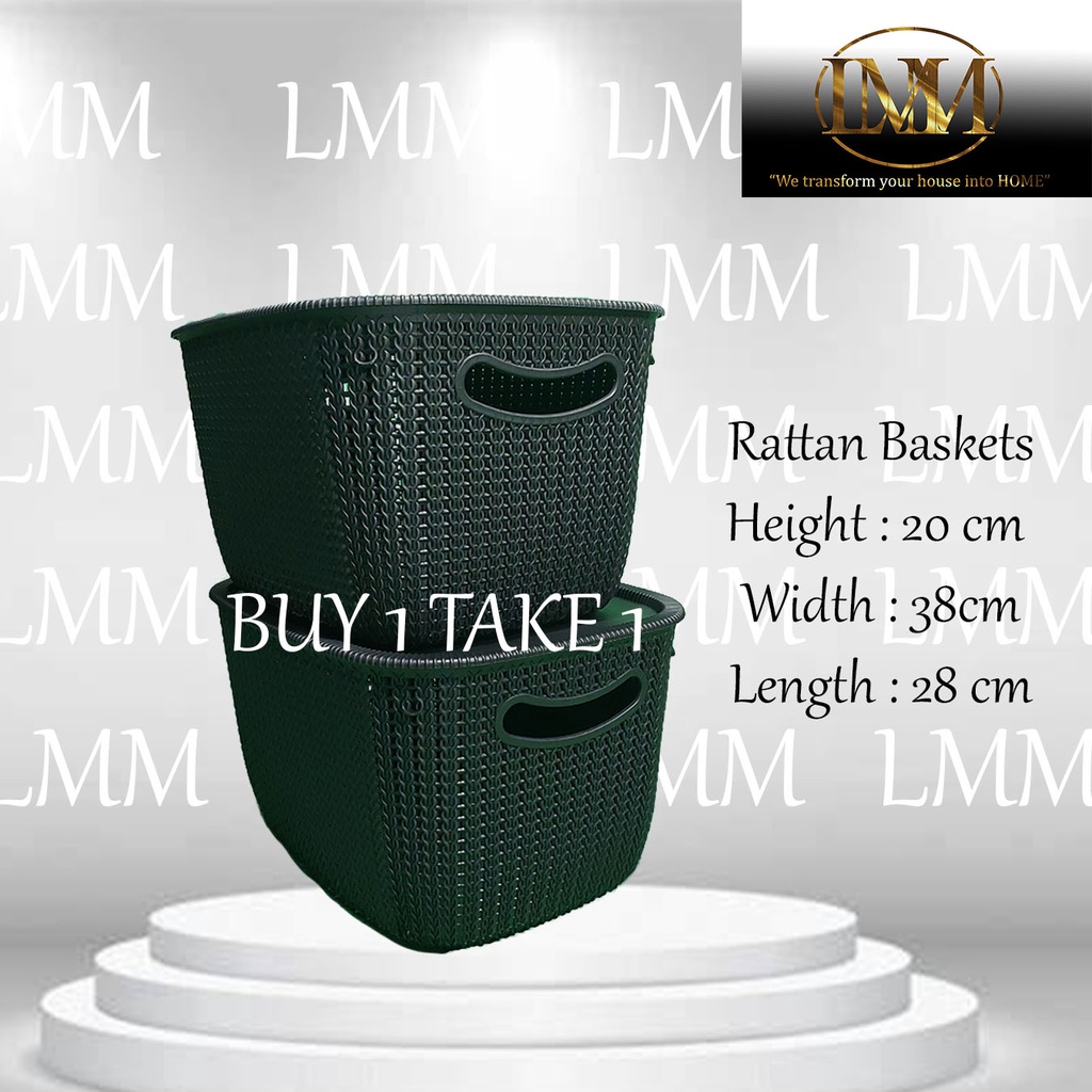BUY 1 TAKE 1 RATTAN WEAVED BLACK BASKET Large | Shopee Philippines