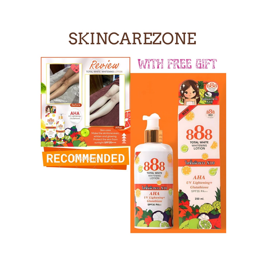 888 Total White Whitening Lotion AHA UV Lightening + Glutathione SPF35 ...