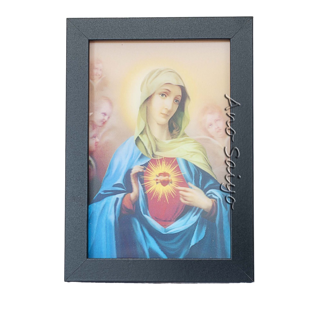 AnoSaiyo Mama Mary Frame with Stand Immaculate Heart of Mary 3D Picture ...