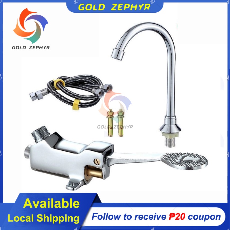 Foot-operated basin faucet household copper foot valve faucet basin ...