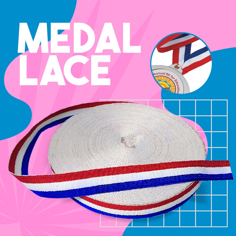 Medal Lace (45 yards per roll) RED / WHITE / BLUE (1inch & 3/4inch ...