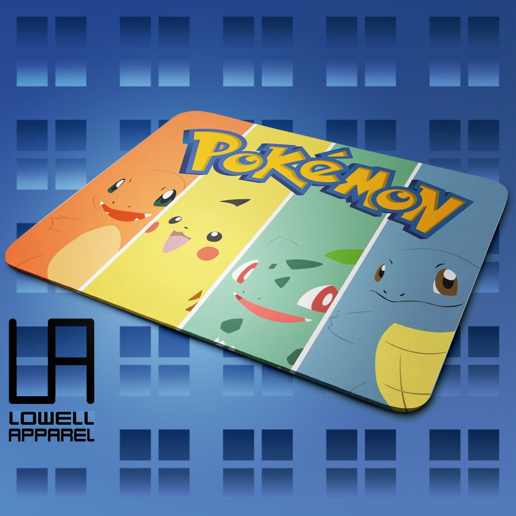 Pokemon Ash Pikachu Charmander Bulbasaur Squirtle Pokeball Mousepad ...