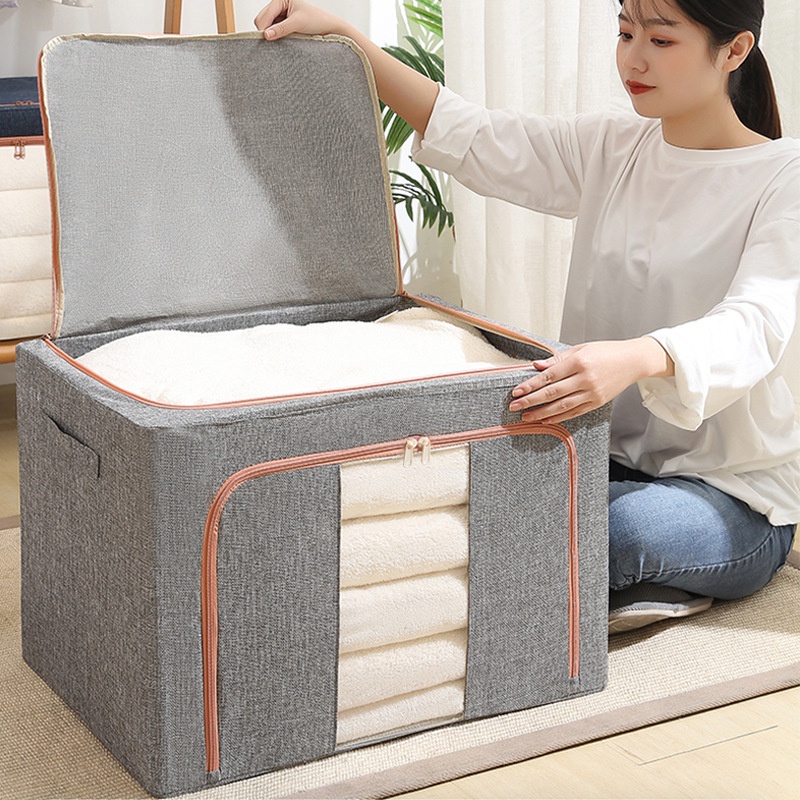 100L Bold Steel Frame Large Capacity Cotton Linen Folding Clothes ...