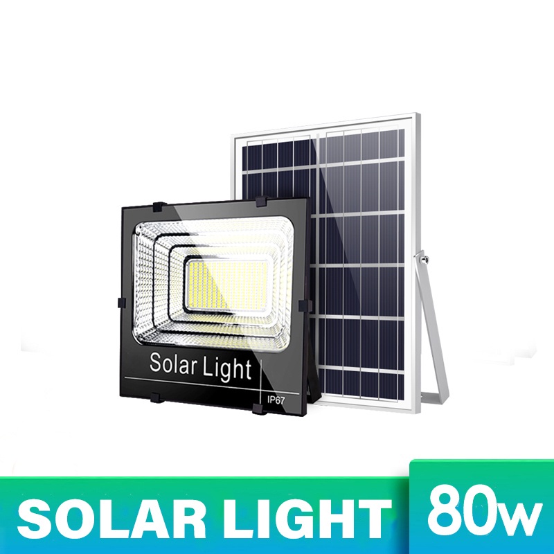 80W 10 Year Warranty Solar Light Outdoor Led Flood Waterproof Street Lamp With Remote | Shopee ...