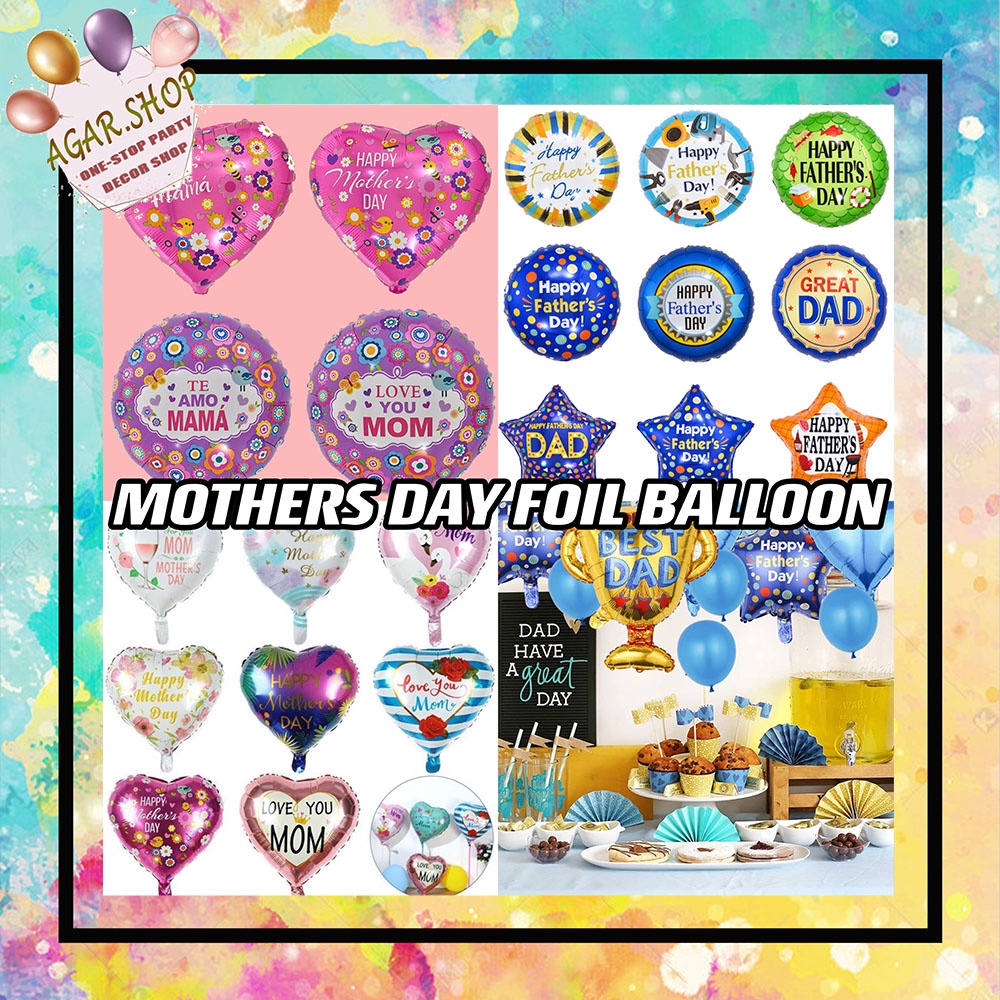AGAR.SHOP 18 INCH Round/Heart Shape Fathers Day Mothers Day Foil ...