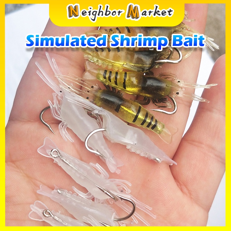 Soft Prawn Shrimp Swivel Wobbler Hook Artificial Bait Fishing lure ...