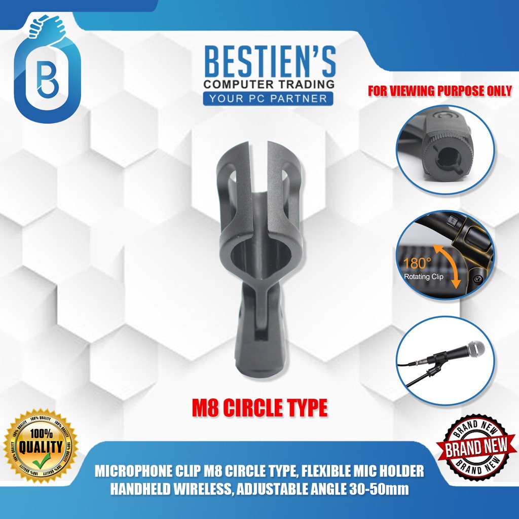 MICROPHONE CLIP M8 CIRCLE TYPE, FLEXIBLE MIC HOLDER HANDHELD WIRELESS ...