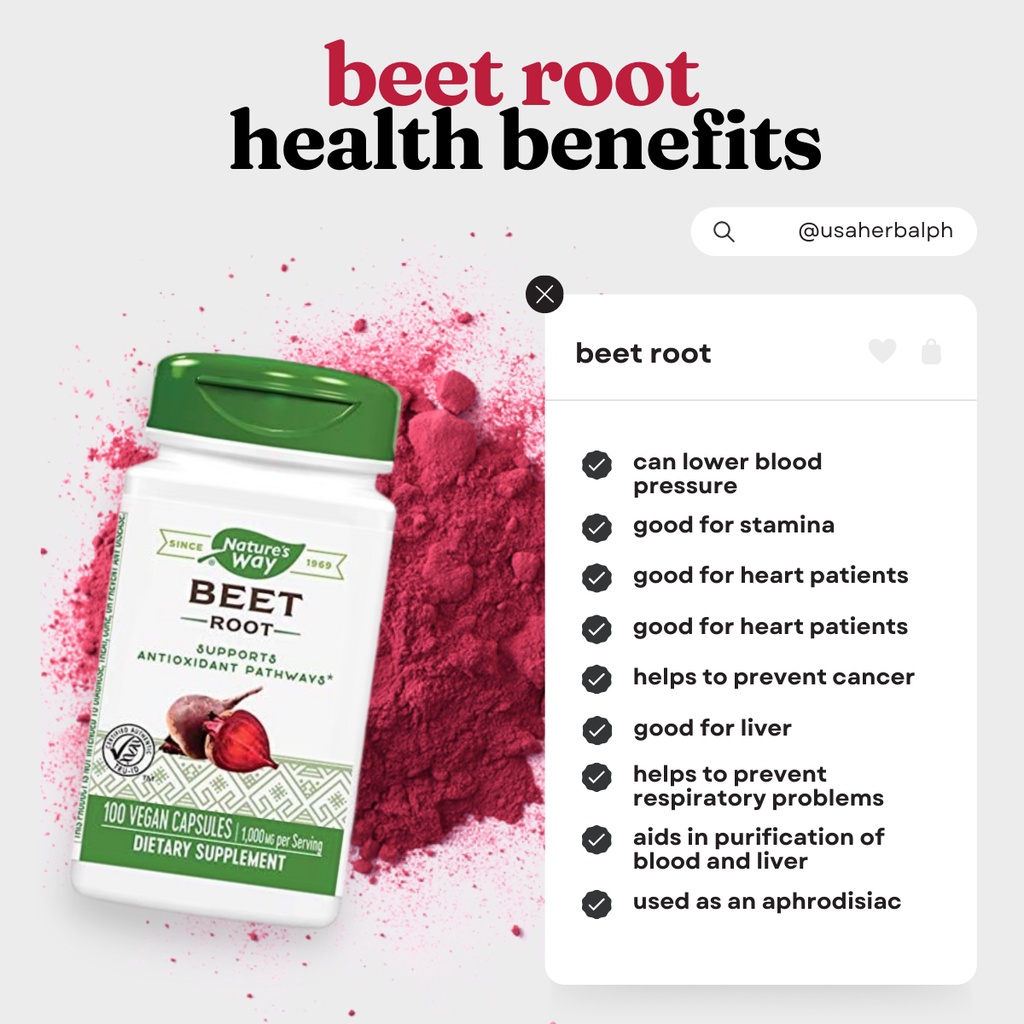 Nature's Way, Beet Root, 1000 mg, Powder Capsules, lower blood pressure ...