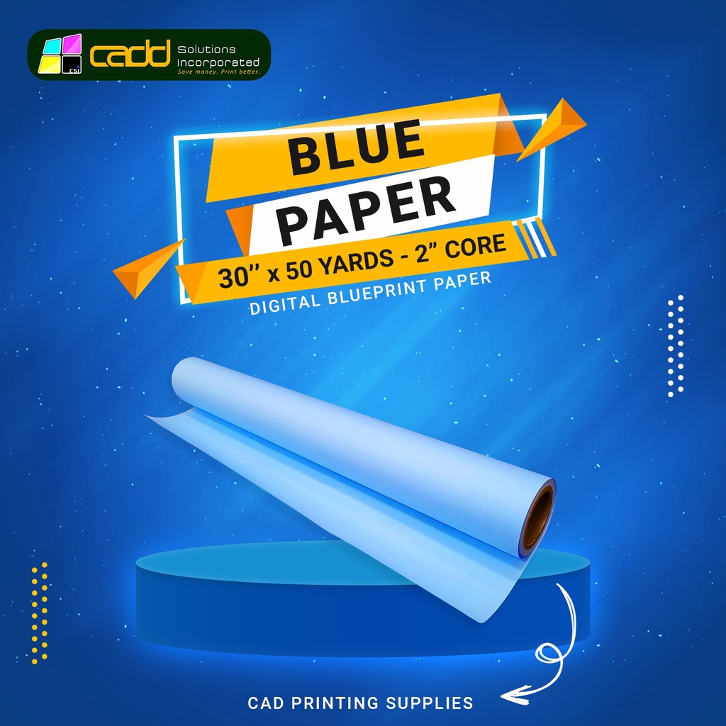 Blue paper for Digital Blueprint 30" inches x 50 Yards - 80/85 gsm - 2 ...