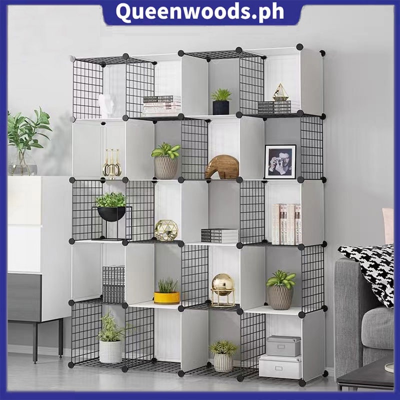 COD 6/8 Grid DIY Storage Cubes Screwless Cabinet Wardrobe Metal Net ...