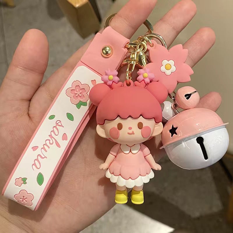 Keychain Female Cute Pink Tender Cherry Blossom Girl Heart Car Keychain ...