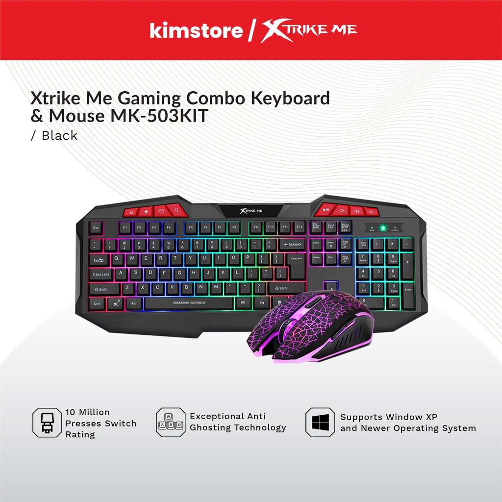 Xtrike Me Gaming Combo Keyboard & Mouse MK-503KIT - Black | Shopee ...