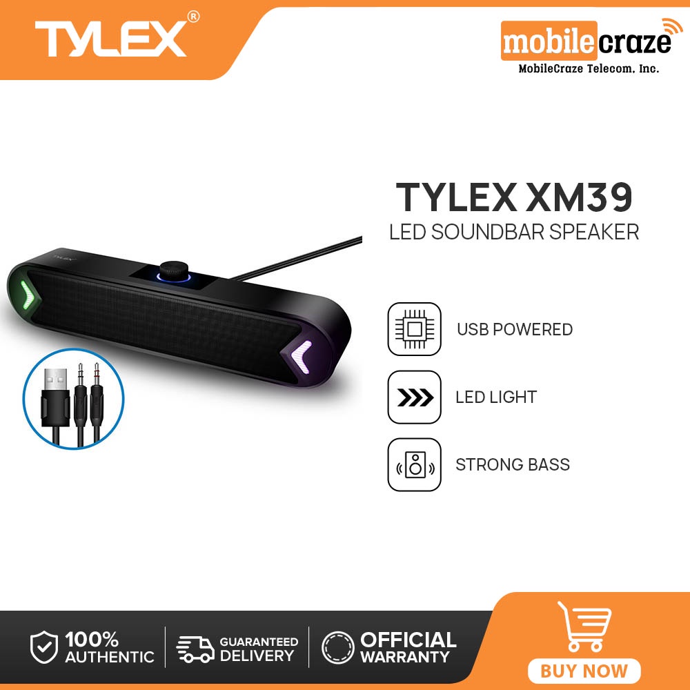 TYLEX XM39 LED Soundbar Speaker with Microphone Interface/3.5mm Audio ...