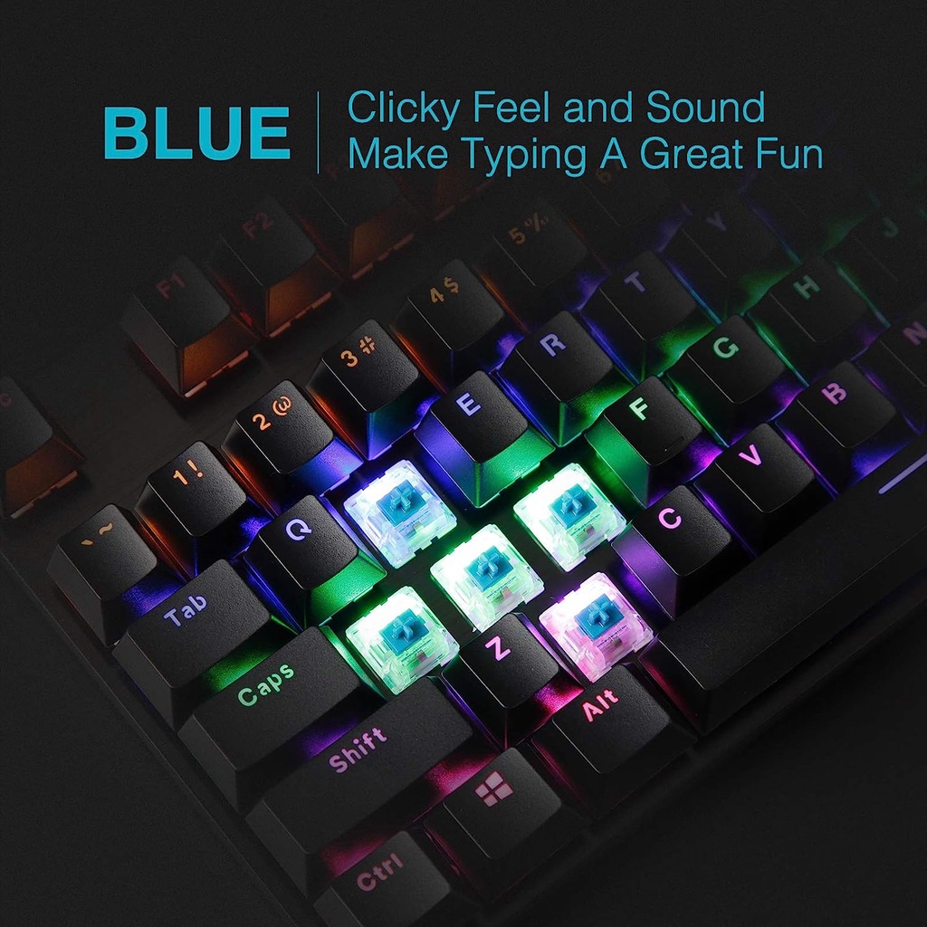 Rapoo V500PRO Backlit Mechanical Gaming Wired Keyboard RGB LED (Blue ...