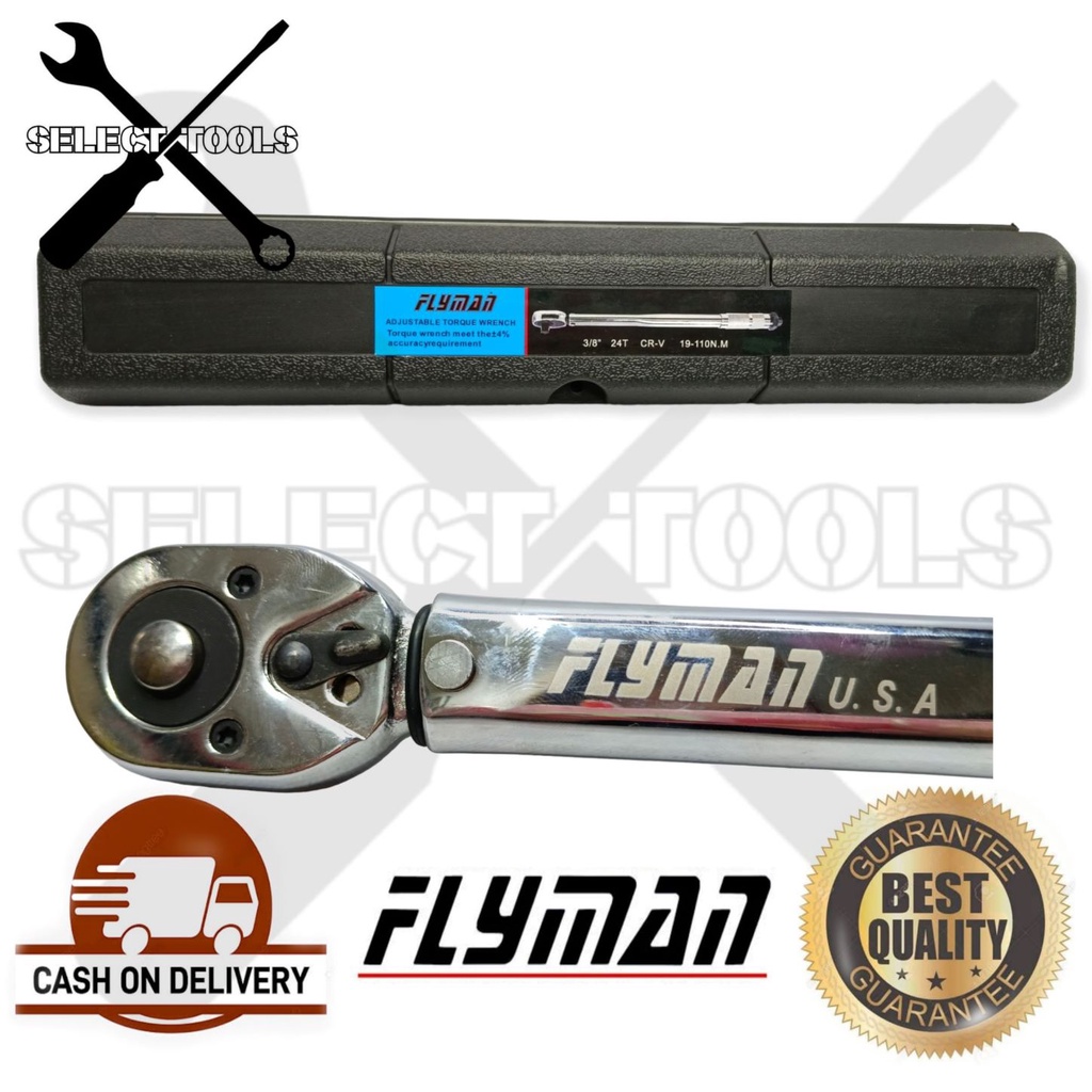 FLYMAN USA ADJUSTABLE TORQUE WRENCH 3/8'' DR.(CLICK TYPE) | Shopee ...