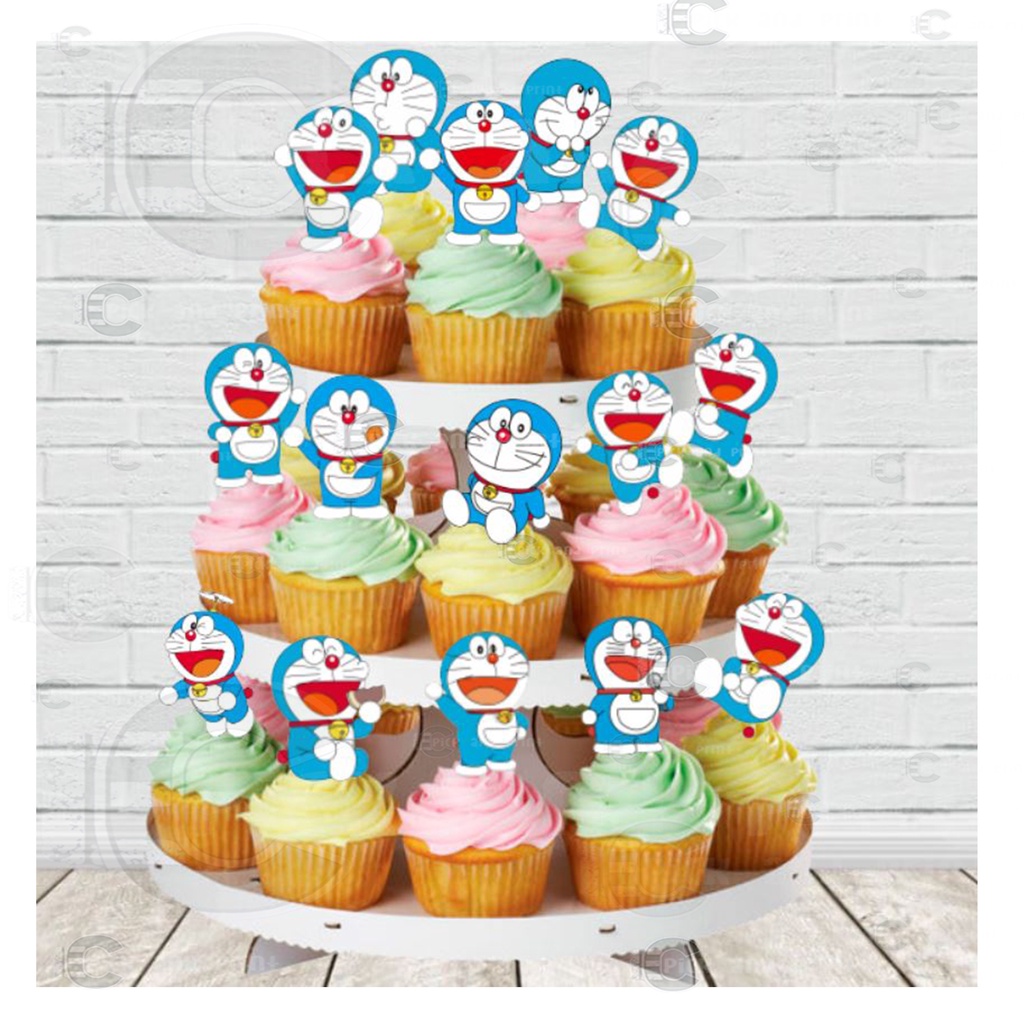 12+3pcs Doraemon Theme Cupcake topper for DIY Party Decorations party ...