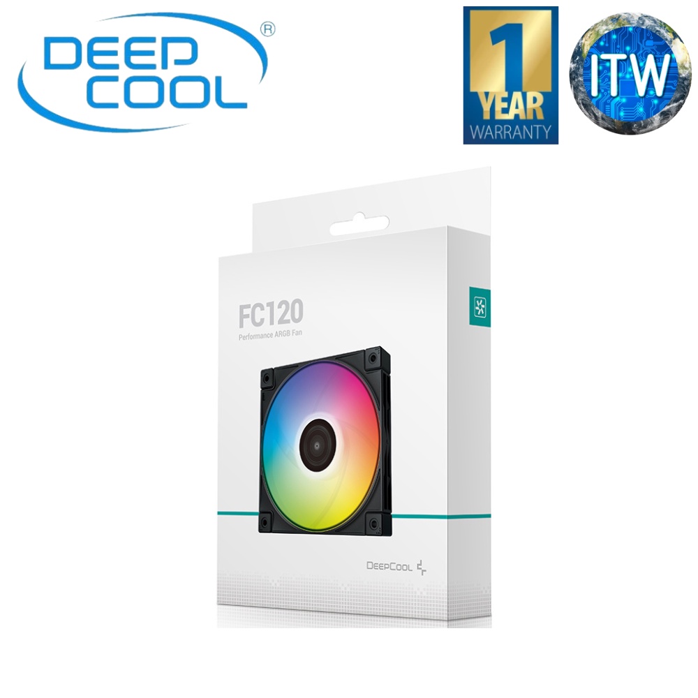 DeepCool FC120 ARGB LED Hydro Bearing 4-Pin PWM Fan (R-FC120-BKAMN1-G-1 ...