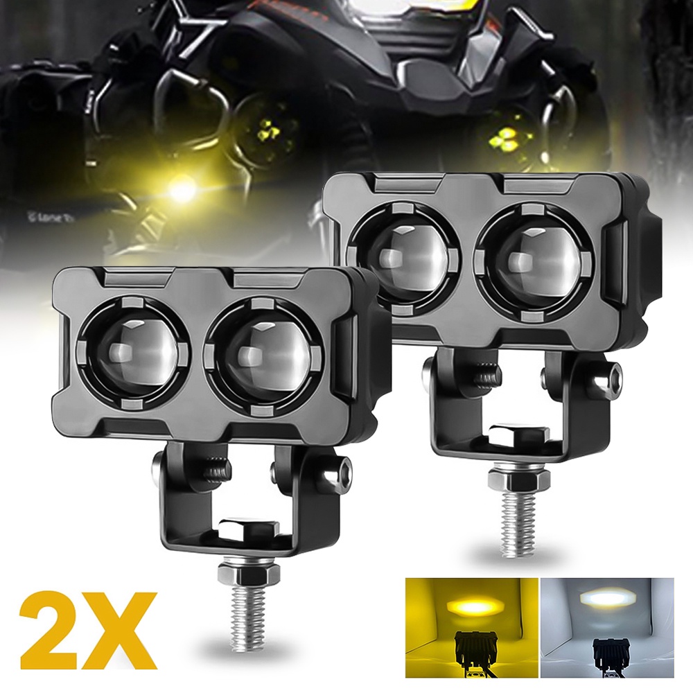 120W Double LED Mini Driving Light for Motorcycle Headlight Fog Lamp 2 Color All Weather MDL ...