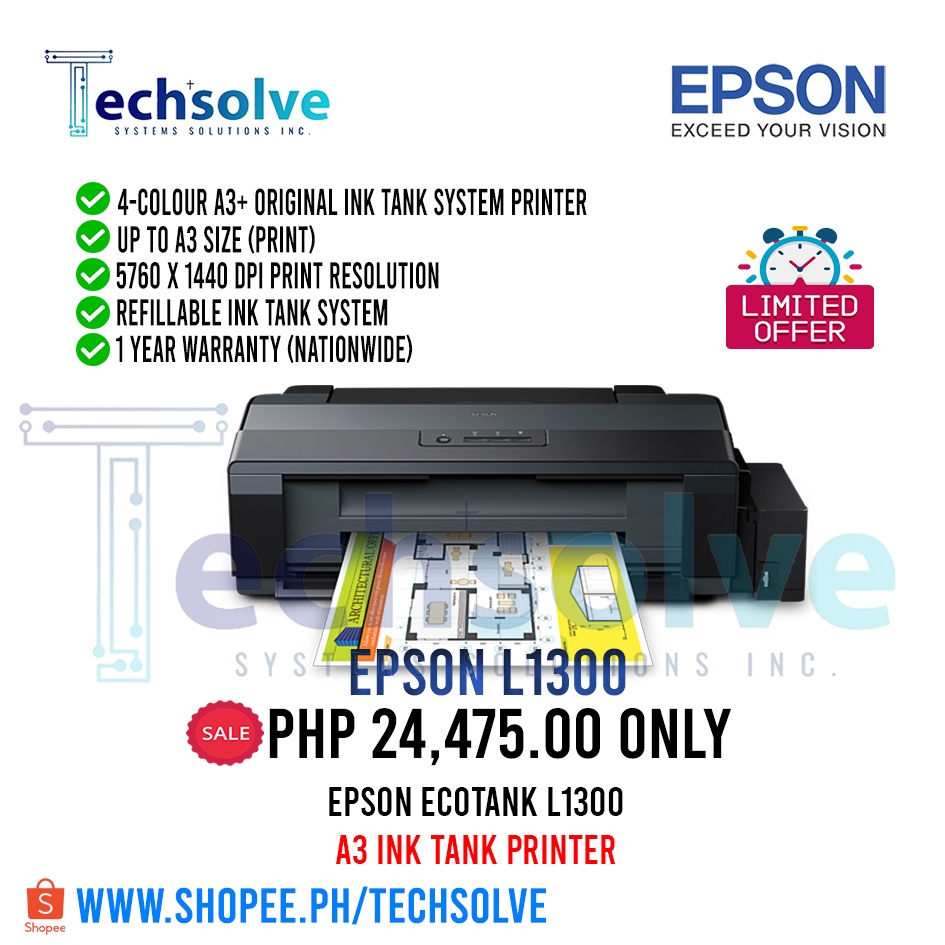 Epson Ecotank L1300 A3+ Original Ink Tank Printer | Shopee Philippines