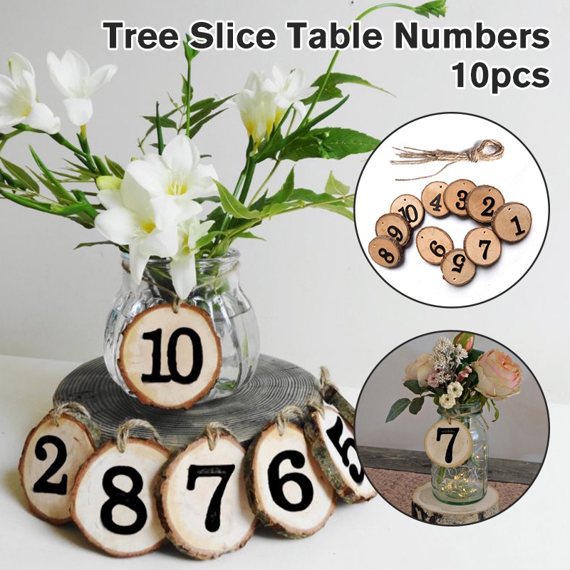 10pcs Round Natural Wood Slice 1-10 Table Numbers For Wedding ...