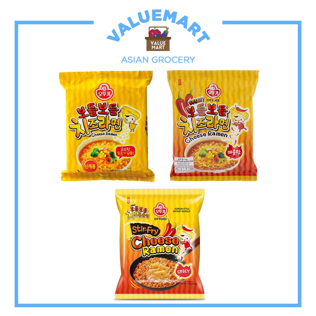 Ottogi Korean Cheese Ramen Instant Noodles In Pack/Pouch (Original, Spicy, Stir-fry) - 111g ...