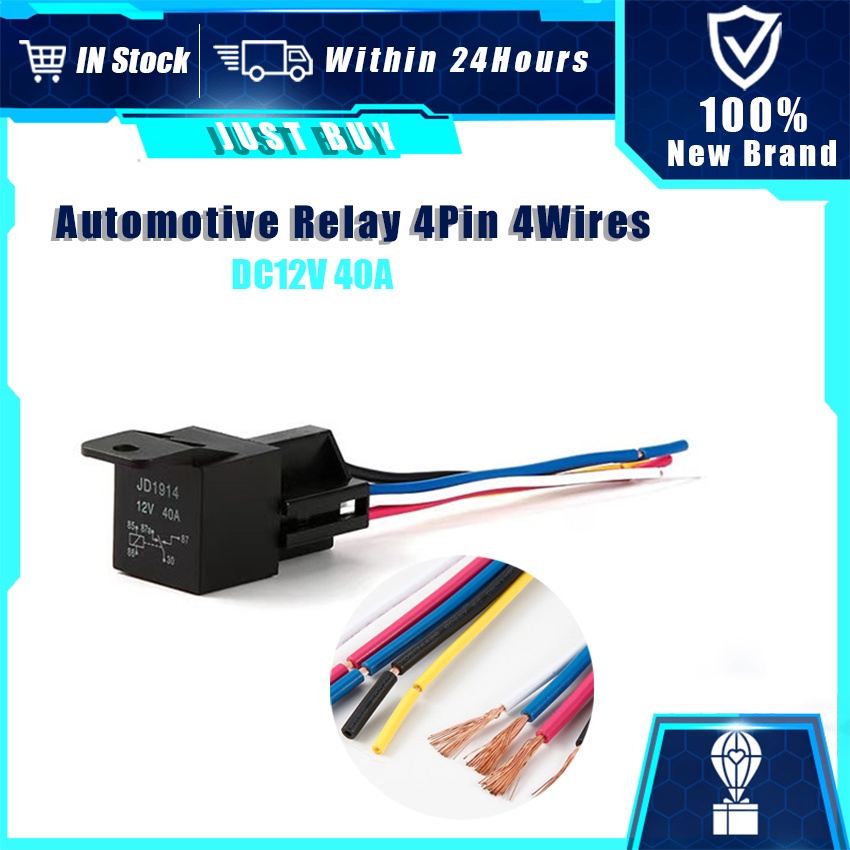12V Car Starter Relay and Socket 40A 4-Pin Waterproof Relay with ...