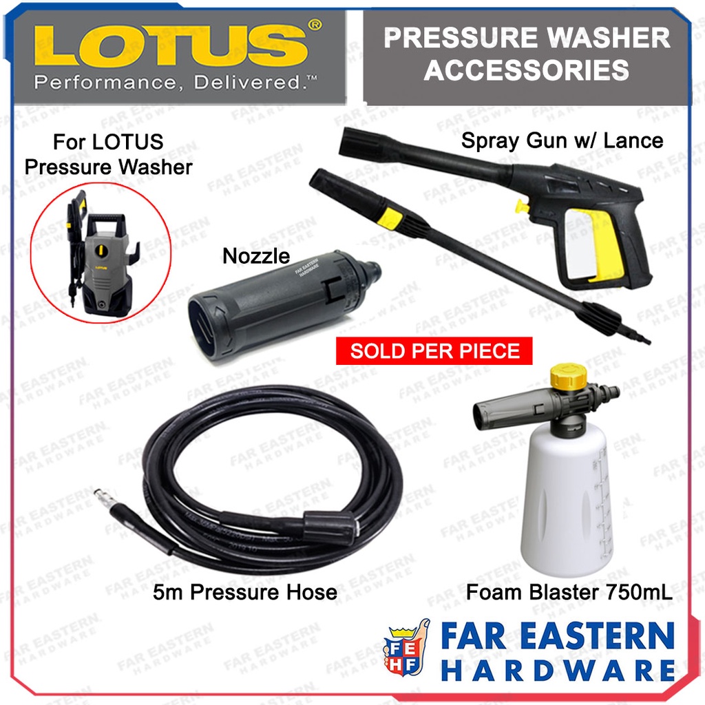 LOTUS Pressure Washer 5M Hose Spray Gun Nozzle Foam Blaster Inlet for ...