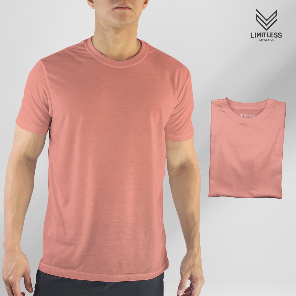 (Peach) Basic Shirt Casual Comfort Tee for Everyday Wear, Light Gym Workout by Limitless ...