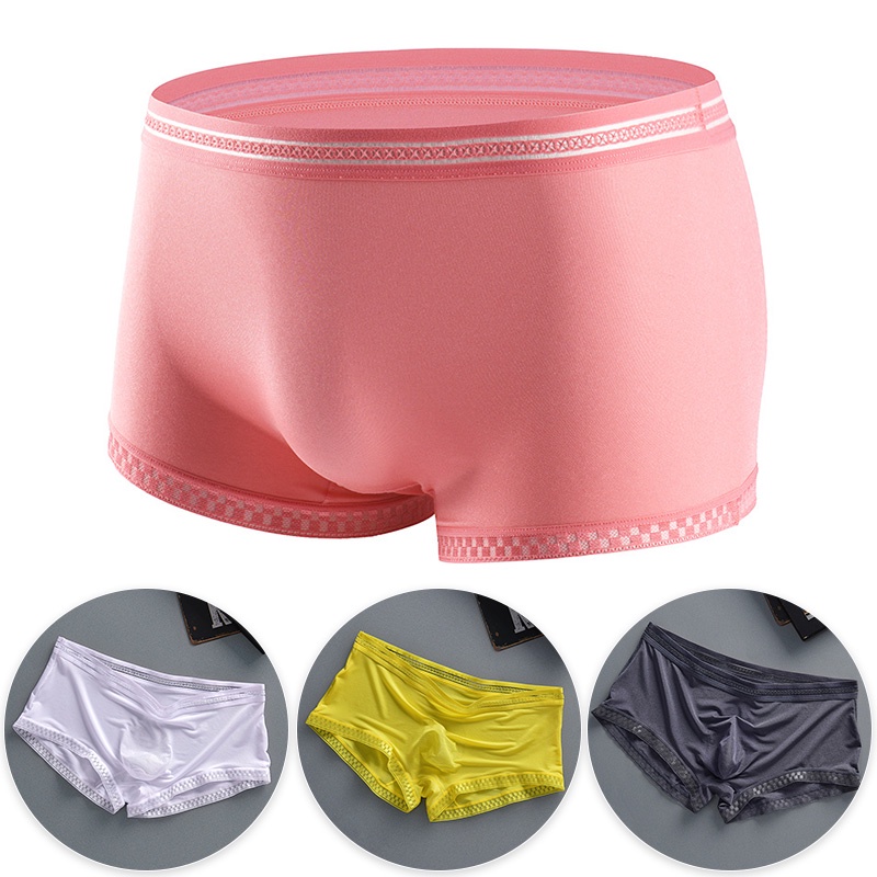3D Lace Summer Translucent Ice Silk Boxers One-piece Sexy Underwear for ...