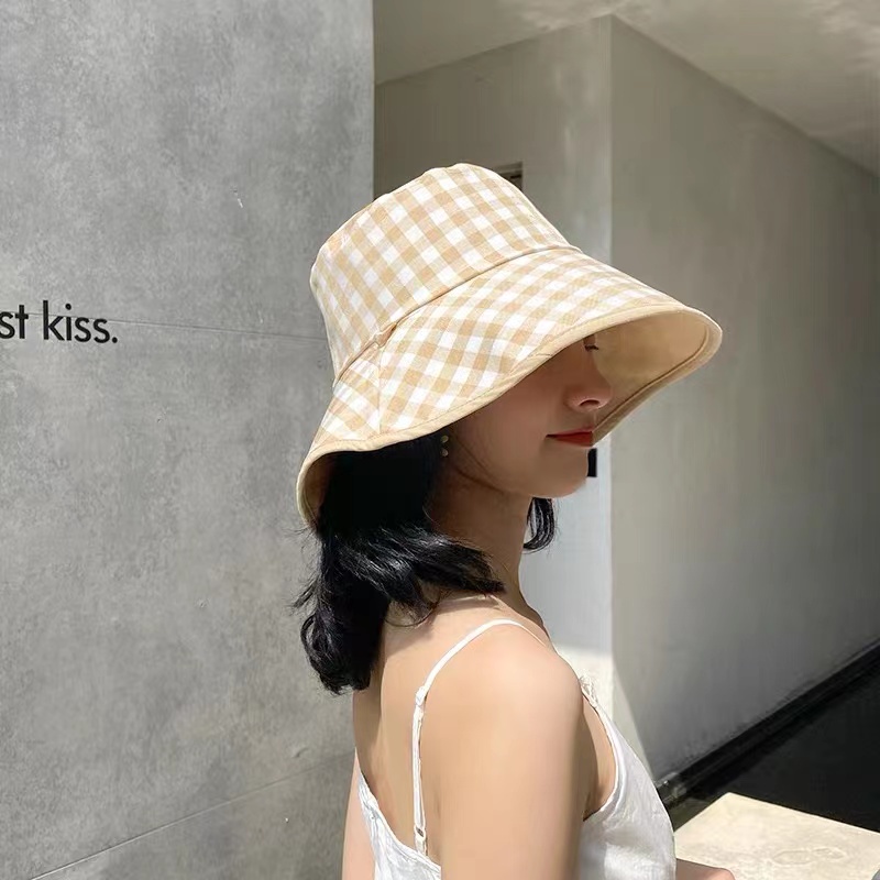 Checkered Double-sided Bucket Hat Reversible Hat Fisherman Hat Unisex ...