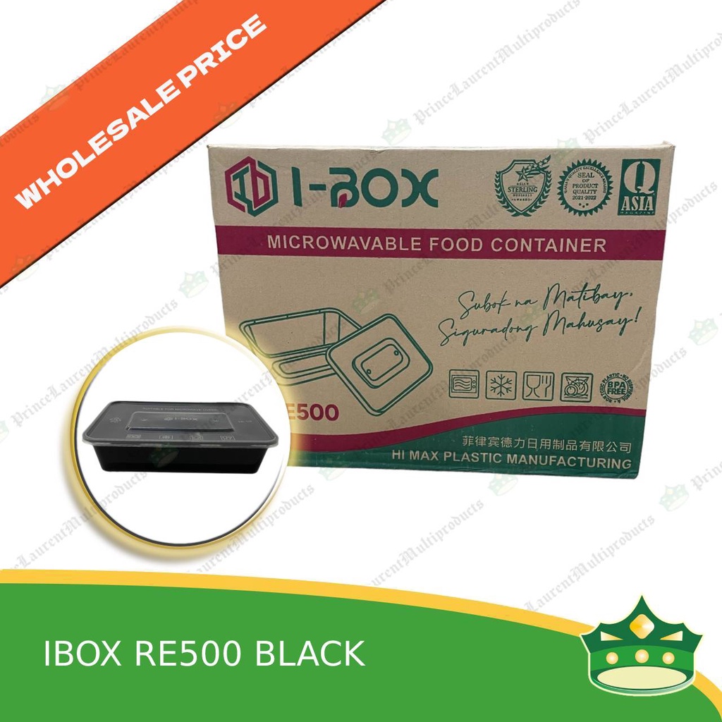 [300 pcs] IBOX brand re500 BLACK microwavable plastic rectangular ...