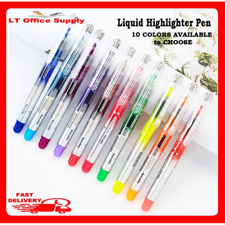 Snowhite Flourescent liquid ink highlighter 10 multi-color highlighter ...