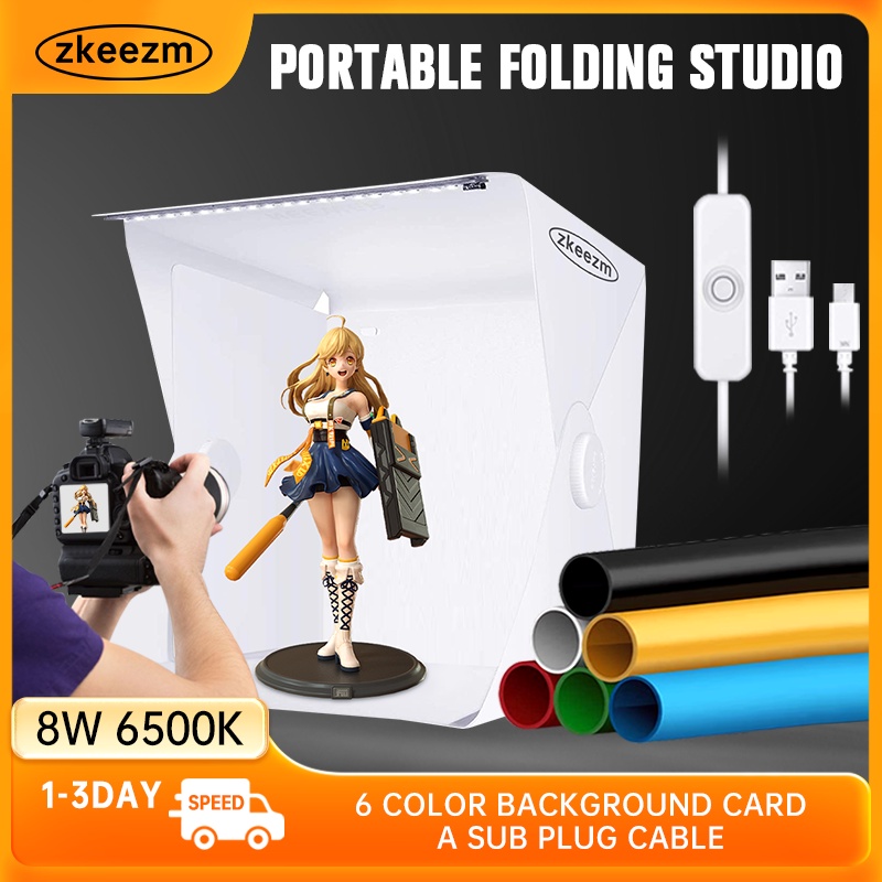 ZKeekm Photo Studio Light Box 4 color backdrops LED Lights Room ...