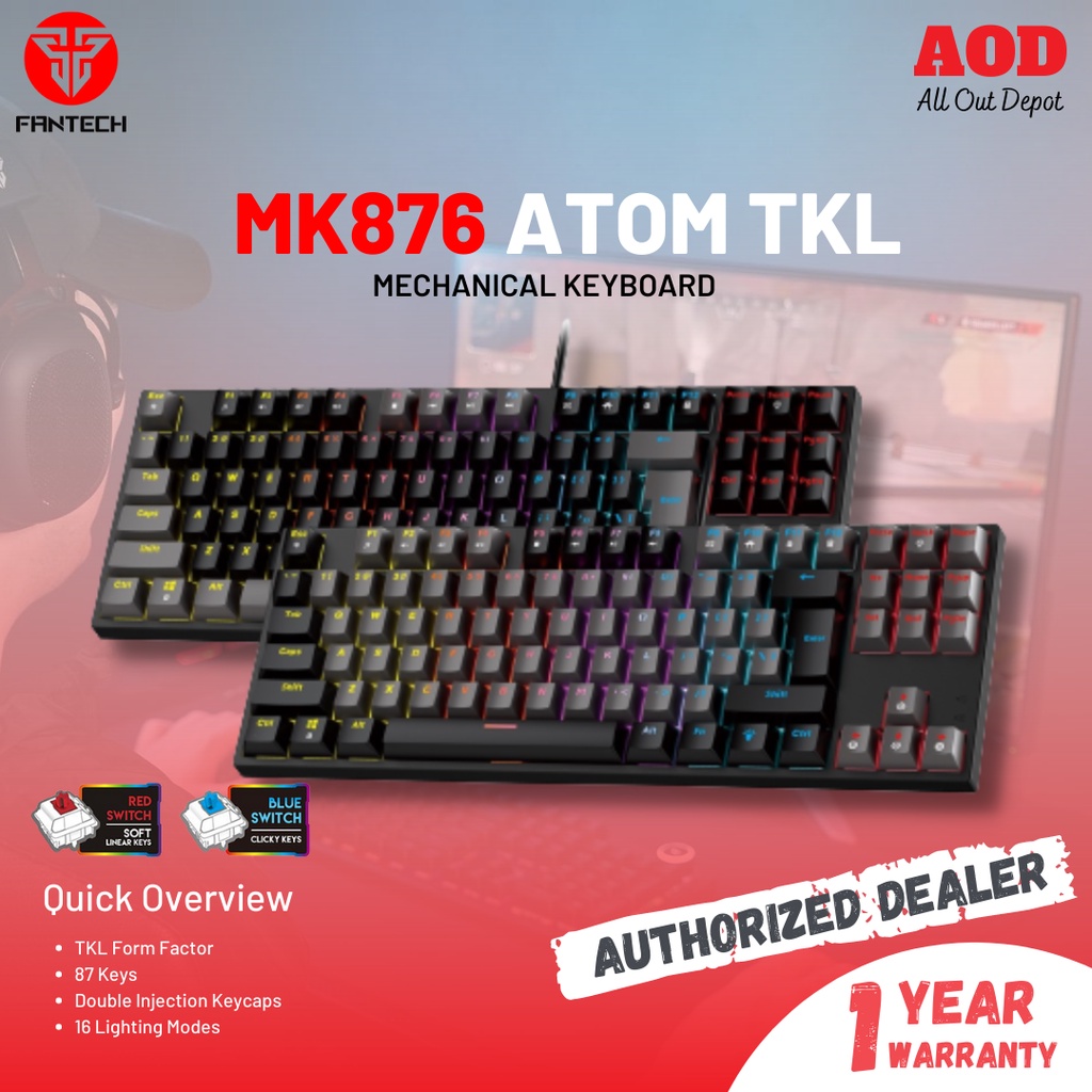 Fantech ATOM TKL MK876 Wired Mechanical Gaming Keyboard Anti-Ghosting ...