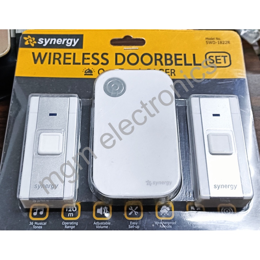 SWD 1821R Synergy Wireless Doorbell 1Set (2 Plug-In Receiver & 1 Remote ...