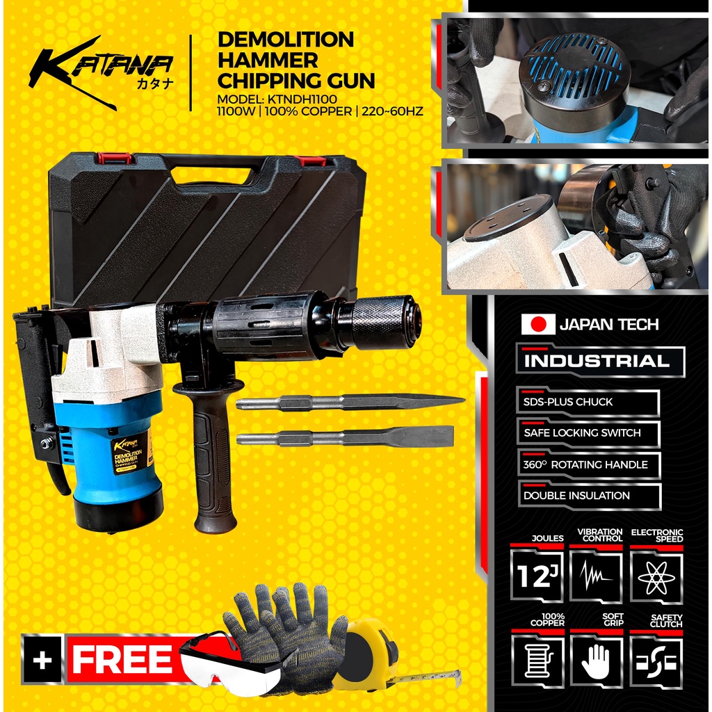 KATANA Japan Tech Demolition Hammer Chipping Gun 1100W With Hard Case ...