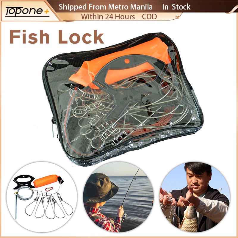 Fish Lock Buckle Wire String 5-snap Float Fish Stringer Controller Clip ...