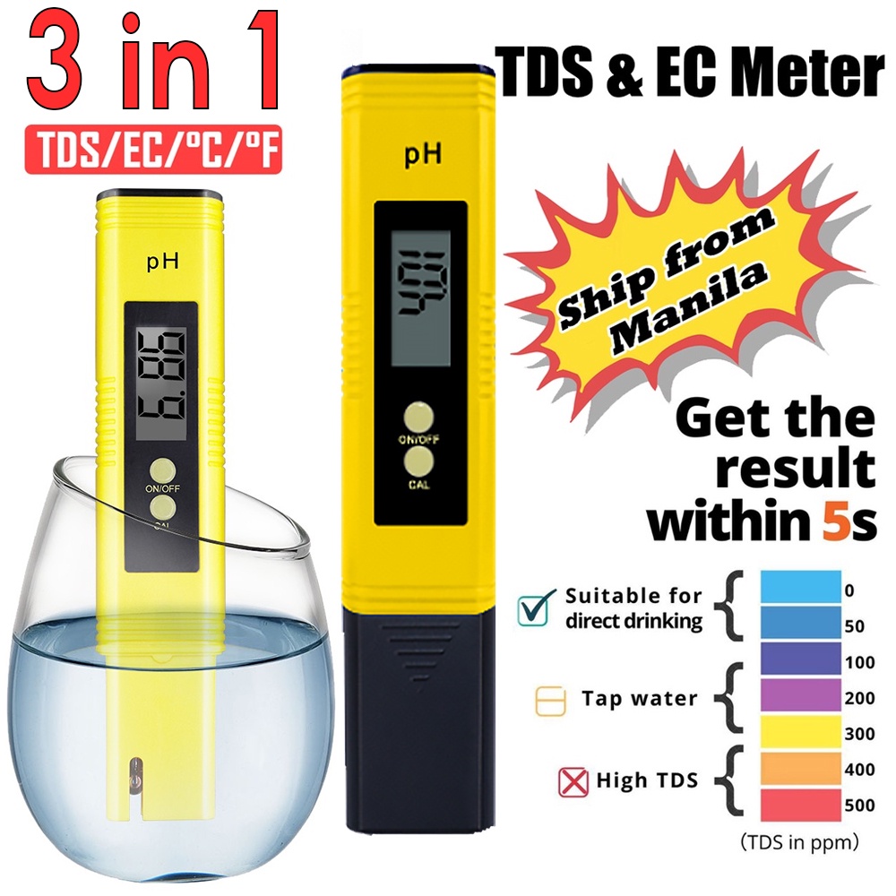 3 in 1 Accuracy PH Meter + Digital LCD Water Purity TDS EC Meter Water ...