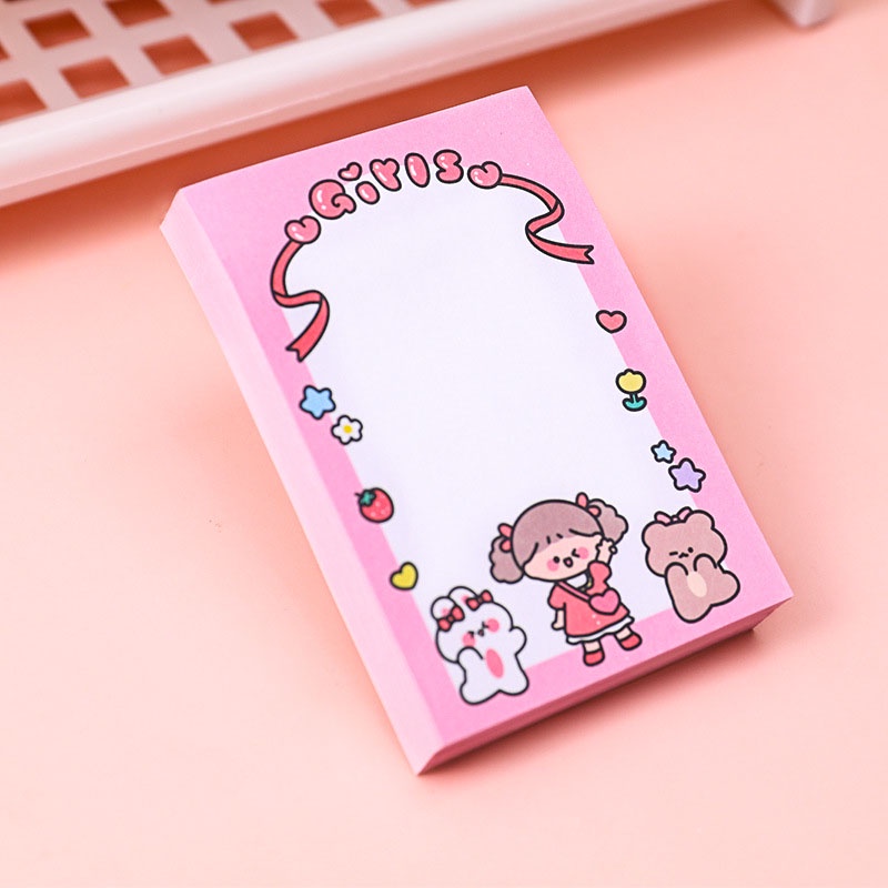 Cartoon Girl Sticky Notes 80Sheets Label Sticker Memo School Supplies ...