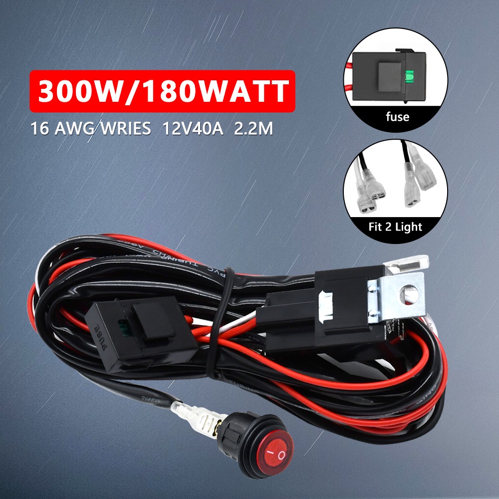 Car Led Light Bar Wire Driving Fog Lights Wiring Harness Relay Loom LED ...
