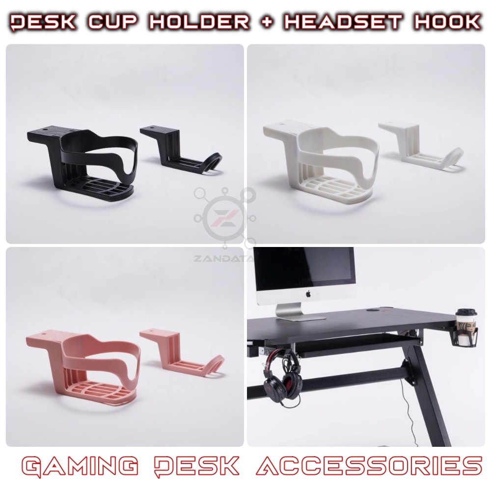 Gaming Desk Accessories Bundle: Anti-Spill Drink Cup Holder & Headset ...
